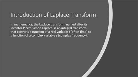 Introduction To Laplace Transform Presentation Ppt