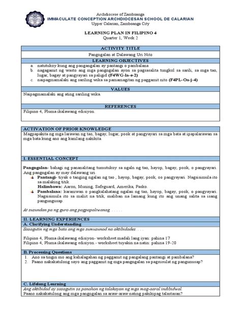 Learning Plan Week 1 Pdf