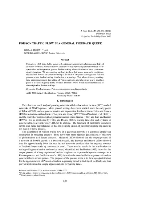 Pdf Poisson Traffic Flow In A General Feedback Queue
