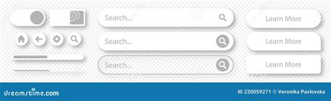 Set Of Search Bar Windows Web Interface Elements For Browsers With A Text Box And A Search