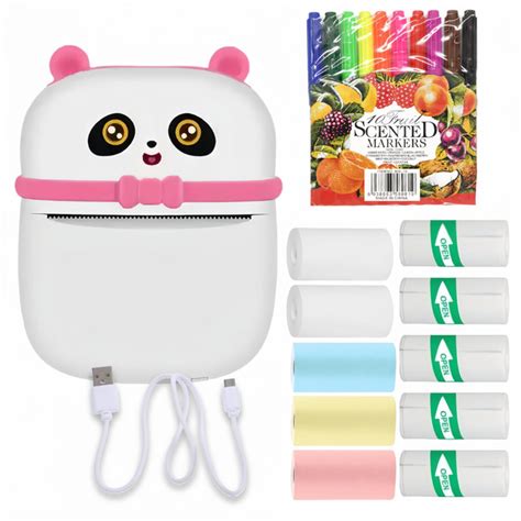 Дитячий міні принтер термопринтер бездротовий маленький який працює з телефону з набором паперу