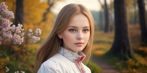 Premium Photo A Beautiful Russian Girl Portrait In Distance Blurred