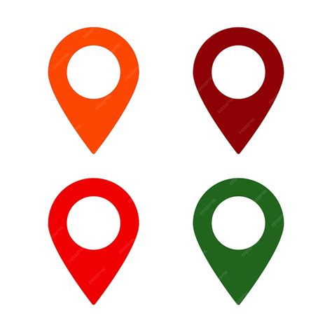 컬러 핀 포인트 아이콘 지도 위치 기호 집합 흰색 배경 벡터 일러스트 레이 션에 고립 프리미엄 벡터