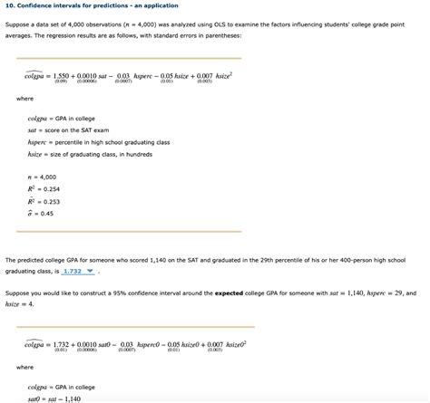 Solved Confidence Intervals For Predictions An Chegg