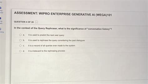 ASSESSMENT WIPRO ENTERPRISE GENERATIVE AI StudyX