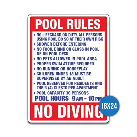 Pool Sign Pool Rules 3 18x24 Dbd Sign Solutions