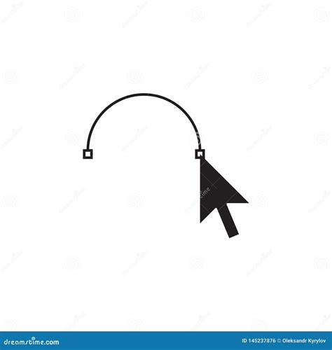 Pen Tool Vector Computer Graphics The Curve Control Points Black Path With Mouse Cursor Stock
