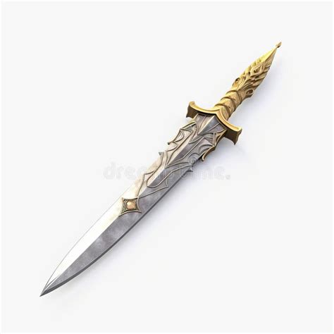 Intricately Designed Medieval Fantasy Dagger With Golden Hilt Stock Illustration Illustration