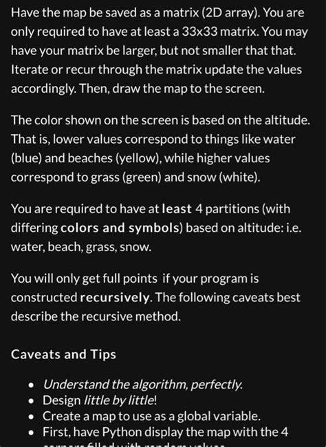 Solved Create A Terrain Map On Python Using Numpy Or