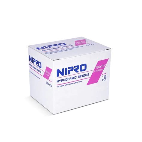 Nipro Hypodermic Needles Only 18g X 1 12″ Without Safety 100bx Ah