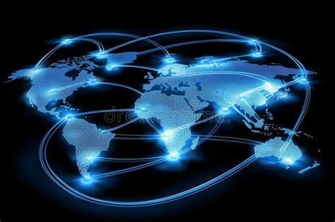 Digital Connections Across The Globe In Abstract Form With A Blue