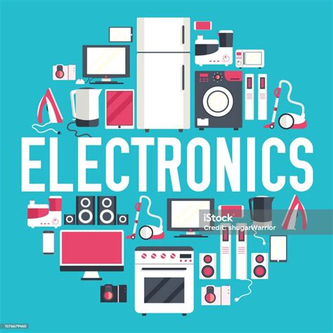 가전 기기 원 인포 그래픽 템플릿 개념입니다 당신의 제품 또는 디자인 웹 및 모바일 응용 프로그램에 대 한 아이콘 디자인 파란색 바탕에 긴 그림자 그림 평면 벡터 가구에