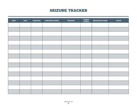Seizure Tracker Printable 16 Free Epilepsy Journals And Seizure Logs