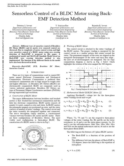 Sensorless Control Of A Bldc Motor Using Back Emf Detection Method
