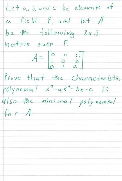 Let A B And C Bc Elements Of A Field F And Let A Be Chegg Com