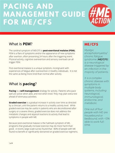 Pacing And Management Guide For Me Cfs 9 Pdf Chronic Fatigue