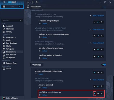 Teamspeak Keeps Saying Insufficient Permissions Even Though I Am Not