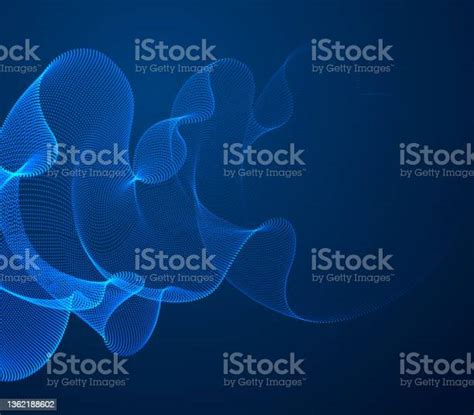 동적 마술 웨이브 투명 얇은 명주 그물 섬유에 바람에 어두운 입자 흐름 움직임에 효과 벡터 추상 배경입니다 3d 모양 의 점은