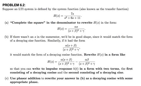 Solved Suppose An Lti System Is Defined By The System