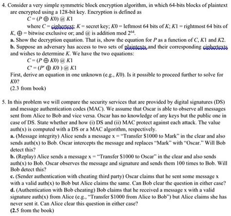 Solved Text Cybersecurity 4 Consider A Very Simple Symmetric Block