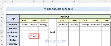 How To Make A Class Schedule On Excel With Easy Steps