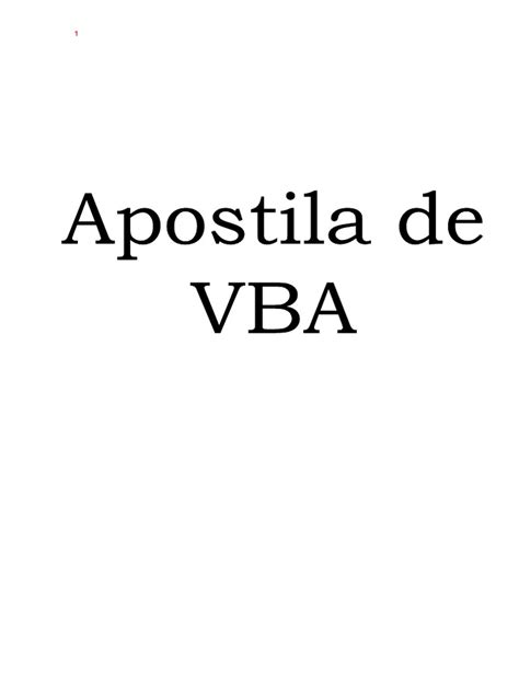 Manual Apostilado De Vba Para Excel Pdf