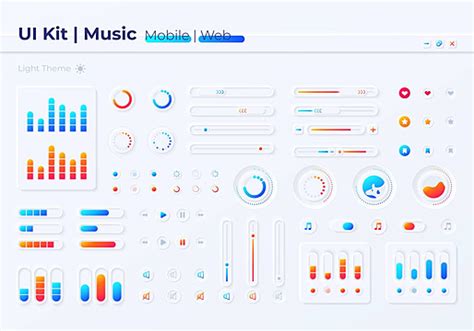 Music Settings Ui Elements Kit Ux Button Bar Vector Ux Button Bar