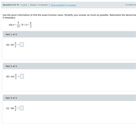 Solved Use The Given Information To Find The Exact Function