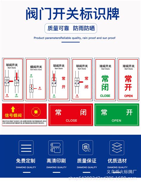 定做pvc燃气管道标识挂牌 开闭开关状态指示标牌设备阀门常开常闭 阿里巴巴