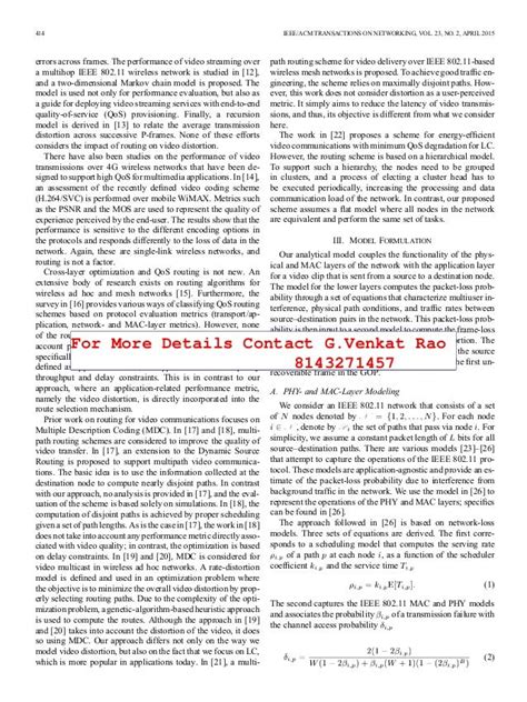A Distortion Resistant Routing Framework For Video Traffic In Wireles