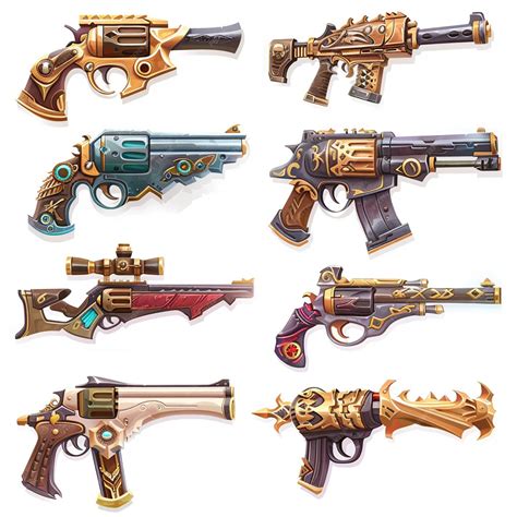Game Sheet Of Different Types Of Gun Clay Render Oily Premium Ai Generated Vector