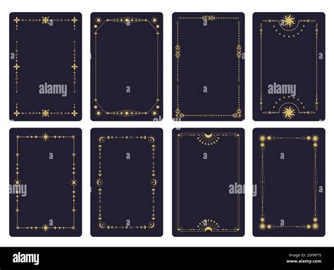 Tarot Card Frame Geometric Ornamental Linear Border With Mystic