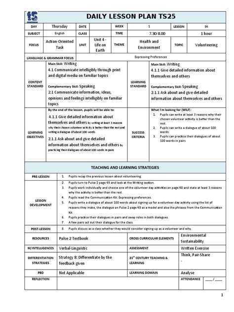 Form 1 Lesson 84 Action Oriented Task Pdf Information Communication