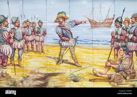 Francisco Pizarro At Gallo Island With The Famous Thirteen Spanish Conquistador Of Inca Empire