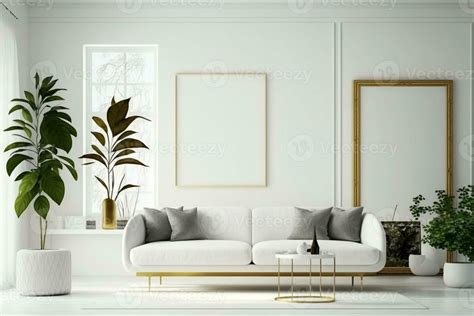 Mock Up Interior For Minimal Living Room Design On White Background Home Decor Ai Generated