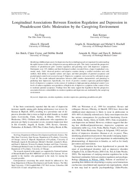 Pdf Longitudinal Associations Between Emotion Regulation And