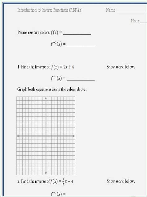 Functions And Inverses Worksheet Writing Practice Worksheet