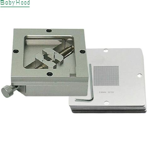 【big discounts】bga reballing kit 90mm reball station fixture jig with 10pcs universal stencil
