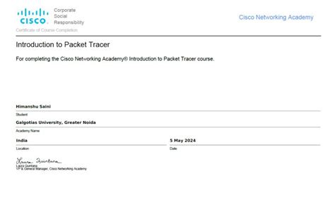 Himanshu Saini On Linkedin Completion Certificate By Cisco On Introduction To Packet Tracer