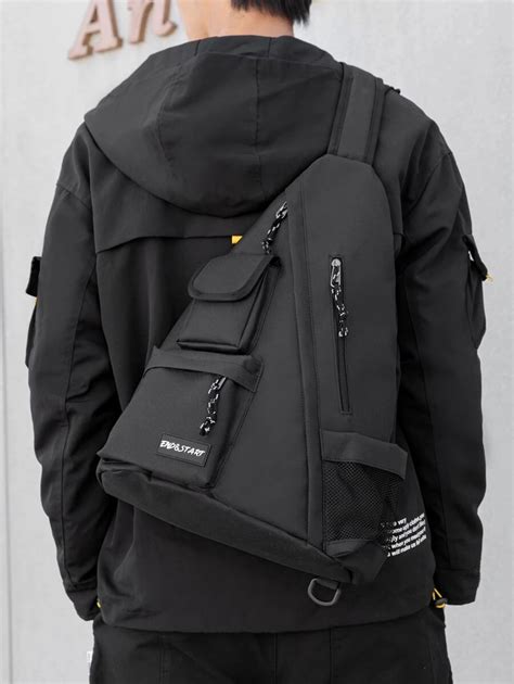 Men Large Capacity Letter Graphic Sling Bag Sling Bag Men Sling Bag