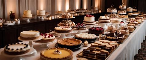 An Elegant Dessert Buffet Showcasing A Variety Of Cakes Pies And