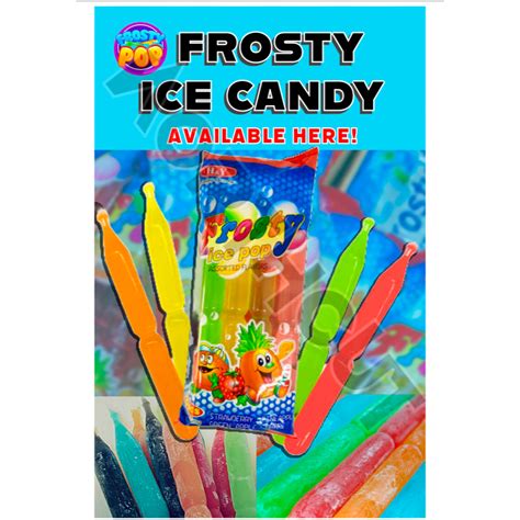 Frosty Ice Candy Signage Sticker Waterproof Laminated Vinyl Sticker