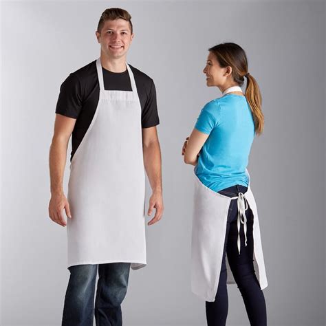 Choice White Customizable Poly Cotton Basic Bib Apron 34 X 34 Bib
