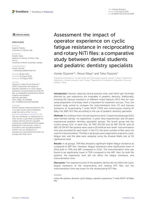 Pdf Assessment The Impact Of Operator Experience On Cyclic Fatigue Resistance In Reciprocating
