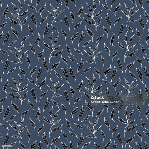 인쇄를 위한 파란 어두운 꽃 수채화 Seamless 본 나뭇잎과 나뭇가지를 얽히고설킨 손으로 그립니다 직물 직물 인쇄 표지 배너 및 초대장에 대 한 자연 식물 배경 디자인