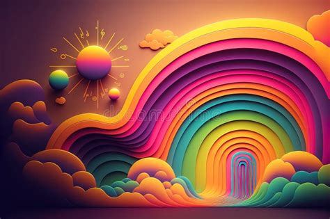 Great Abstract 3d Rendering Of The Lamp Shapes Of Rainbow Objects Love