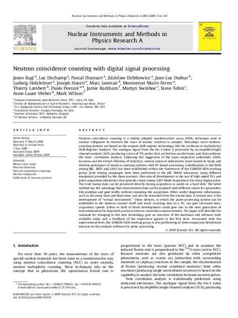 Pdf Neutron Coincidence Counting With Digital Signal Processing