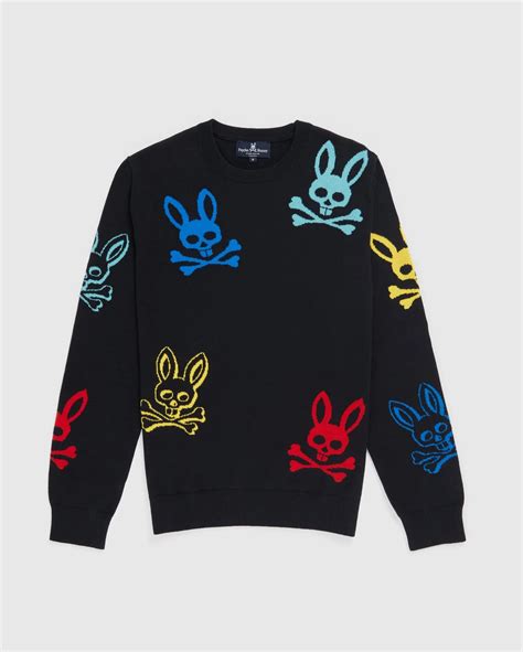 Psycho Bunny B6e169w1co Lacomb All Over Bunny Sweater Black