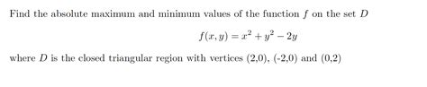 Solved Find The Absolute Maximum And Minimum Values Of The Chegg