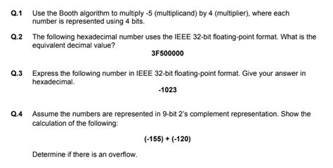 Solved Q1 Use The Booth Algorithm To Multiply 5